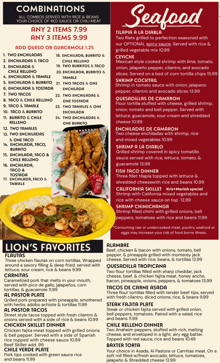 MENU - Lion Rojo Mexican Restaurant