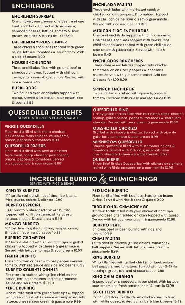 MENU - Lion Rojo Mexican Restaurant